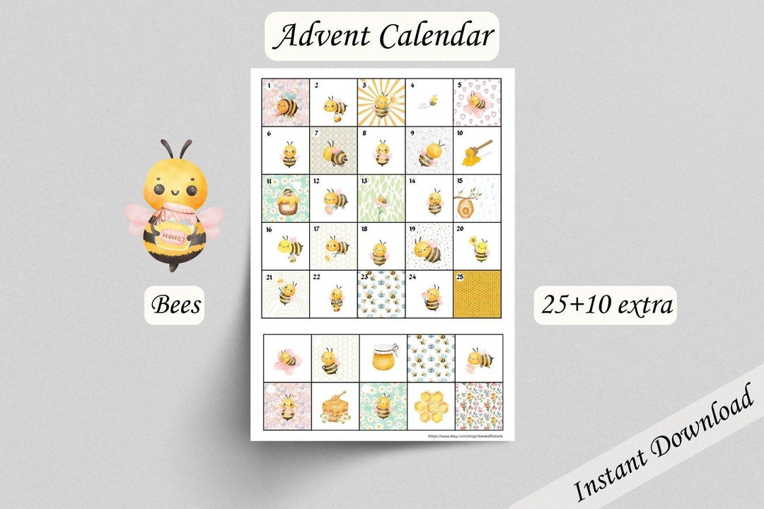 BEE Advent Calendar / for Gift Box Labeling / Instant Download / Size ...