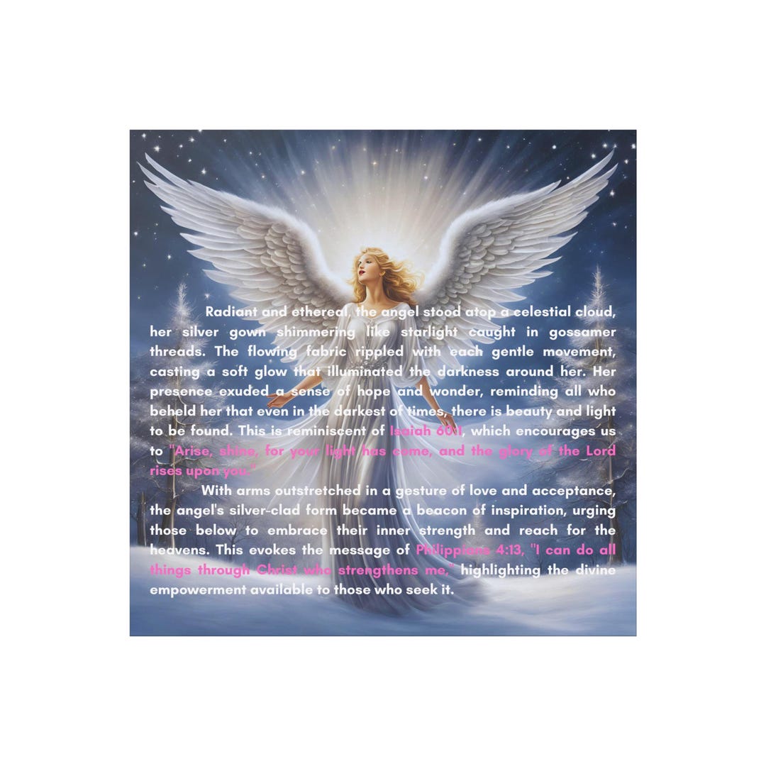 Beautiful Angel Poster Inspirational Message 12x12 Art Print, Spiritual ...