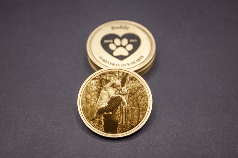 Memorial Photo Coin - Custom Engraved Remembrance Token - Personalized ...