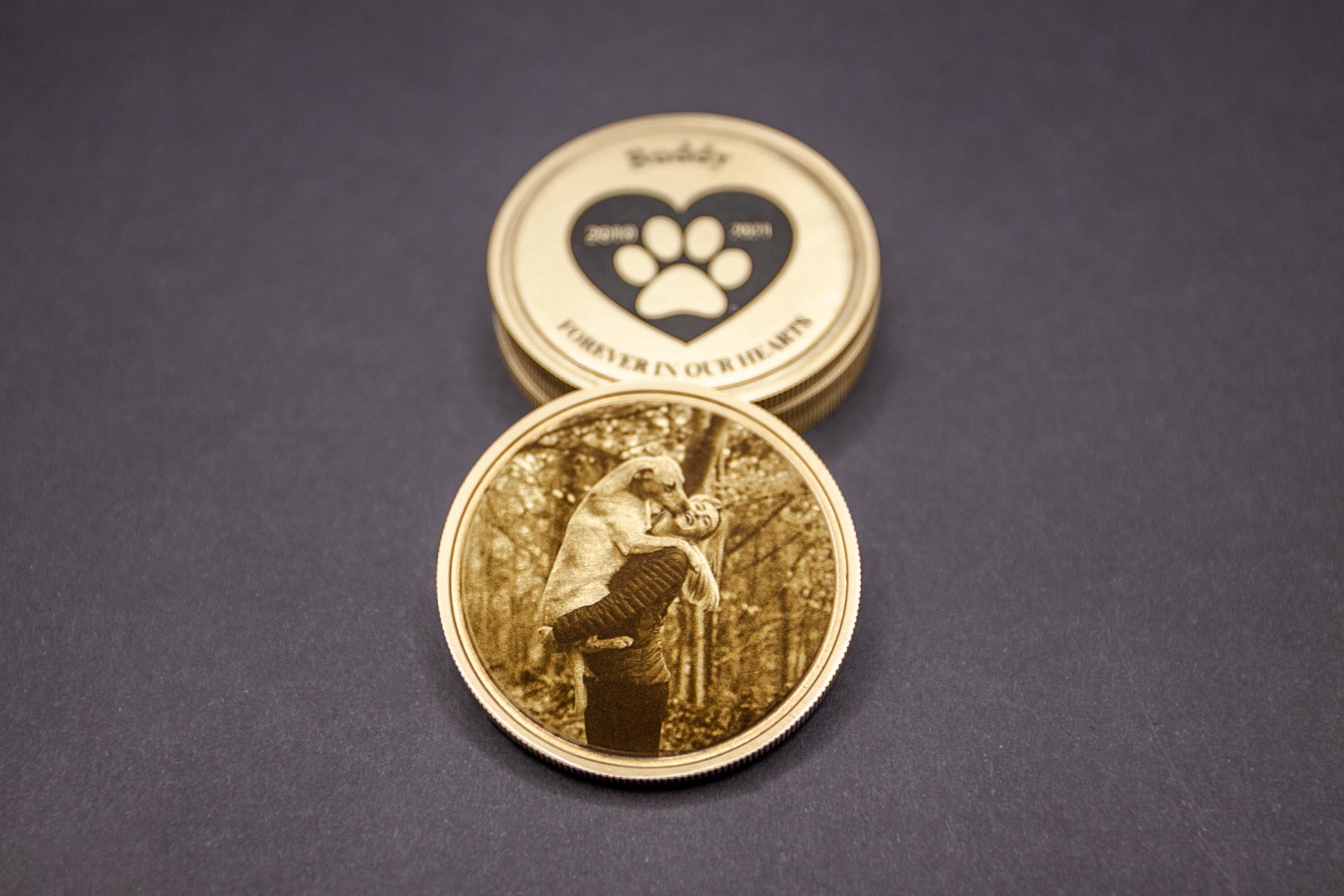 Memorial Photo Coin - Custom Engraved Remembrance Token - Personalized ...