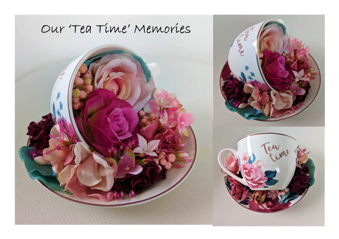 Teacup Flower Arrangements Artificial Flower Arrangement, Mothers Day ...