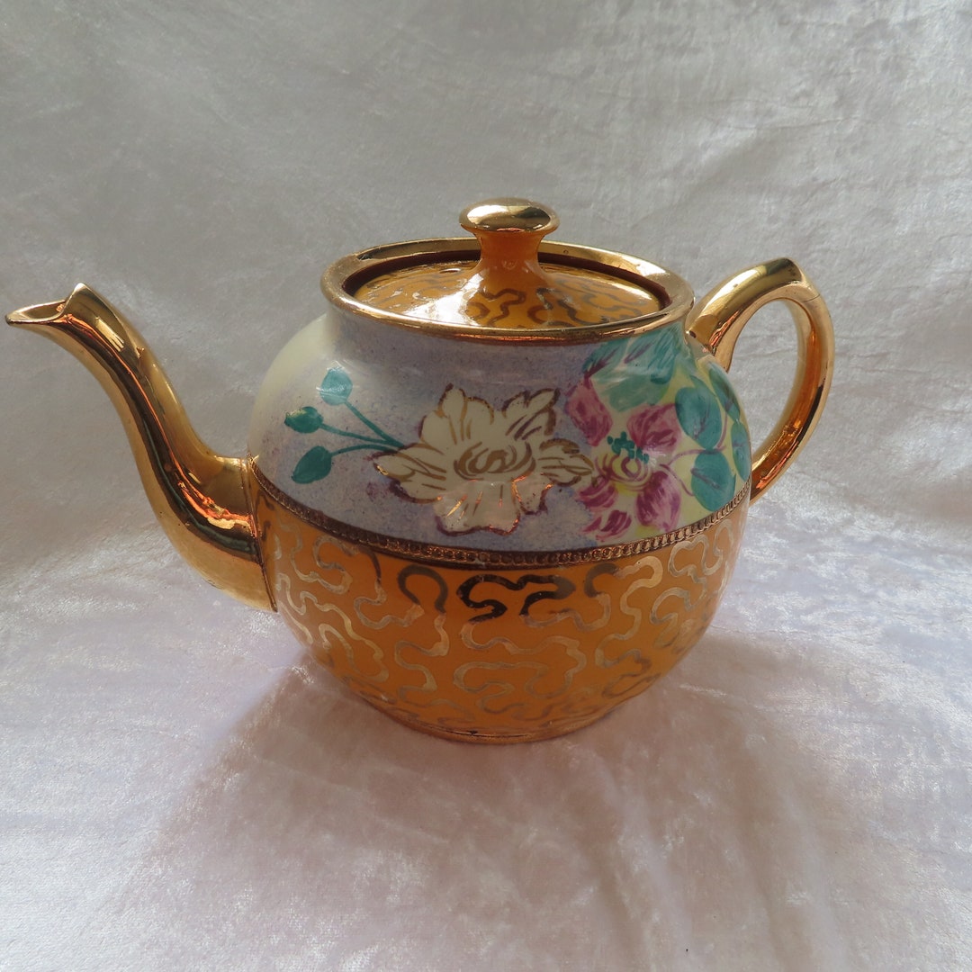 VINTAGE SADLER TEAPOT Art Deco Teapot Gold Gilt C1930s Made in England ...