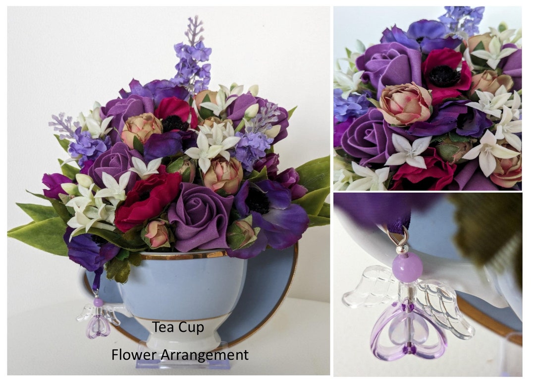 Teacup Flower Arrangements Artificial Flower Arrangement, Birthday ...