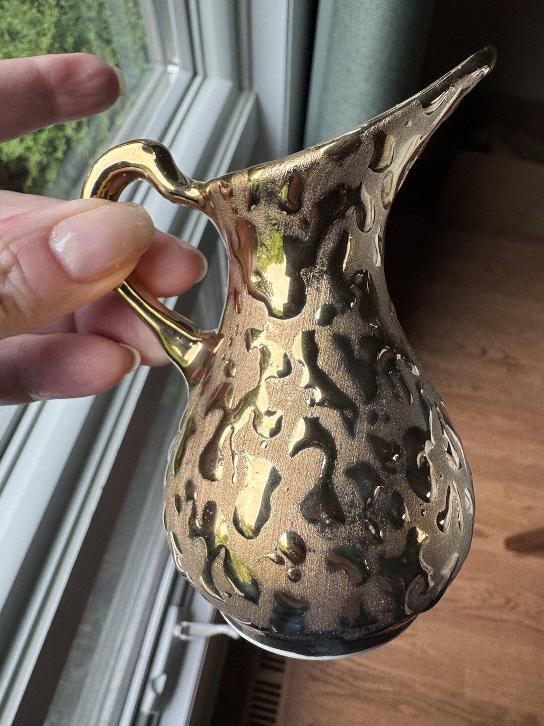 Vintage Kingwood Ceramics Weeping Gold Pitcher/ewer 22kt Gold MCM ...