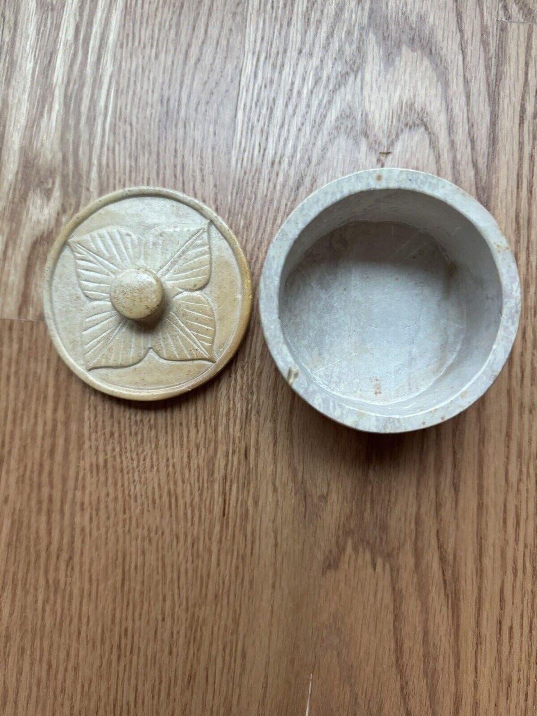 Kenyan Soapstone Trinket Box With Leaf/nature Design, Lid, 2.5 X 3.5 ...