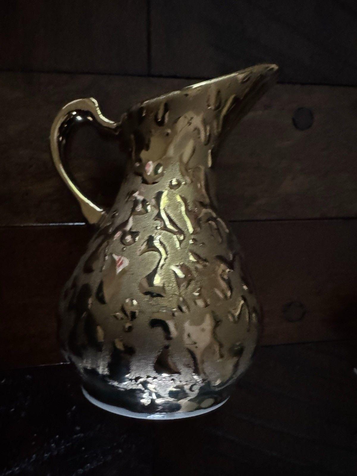Vintage Kingwood Ceramics Weeping Gold Pitcher/ewer 22kt Gold MCM ...