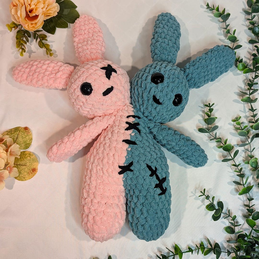 Two Headed Bunny Crochet Plushie / Spooky Toy / Goth Plushie / Gift - Etsy