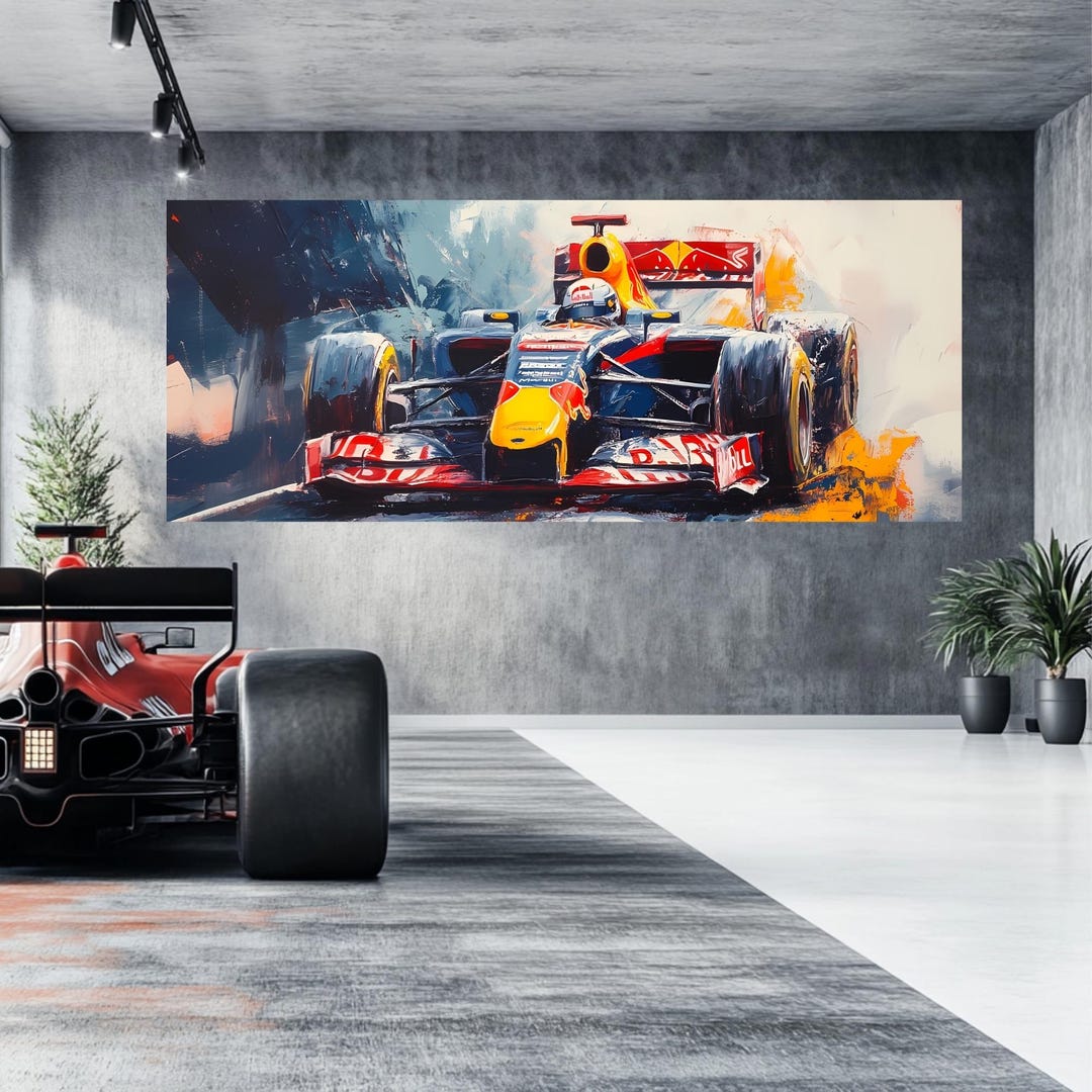 Printable Formula One Racing Car Oil Painting Red Bull Team Wall Art ...