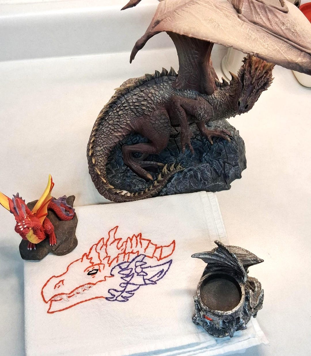 Dragon Head Flour Sack Hand Embroidered Towel - Etsy