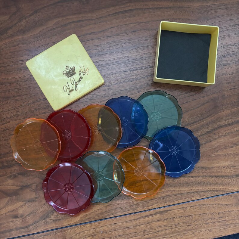 Vintage MCM Retro Coaster Set in Box. Steeds Colorful Coaster Set ...