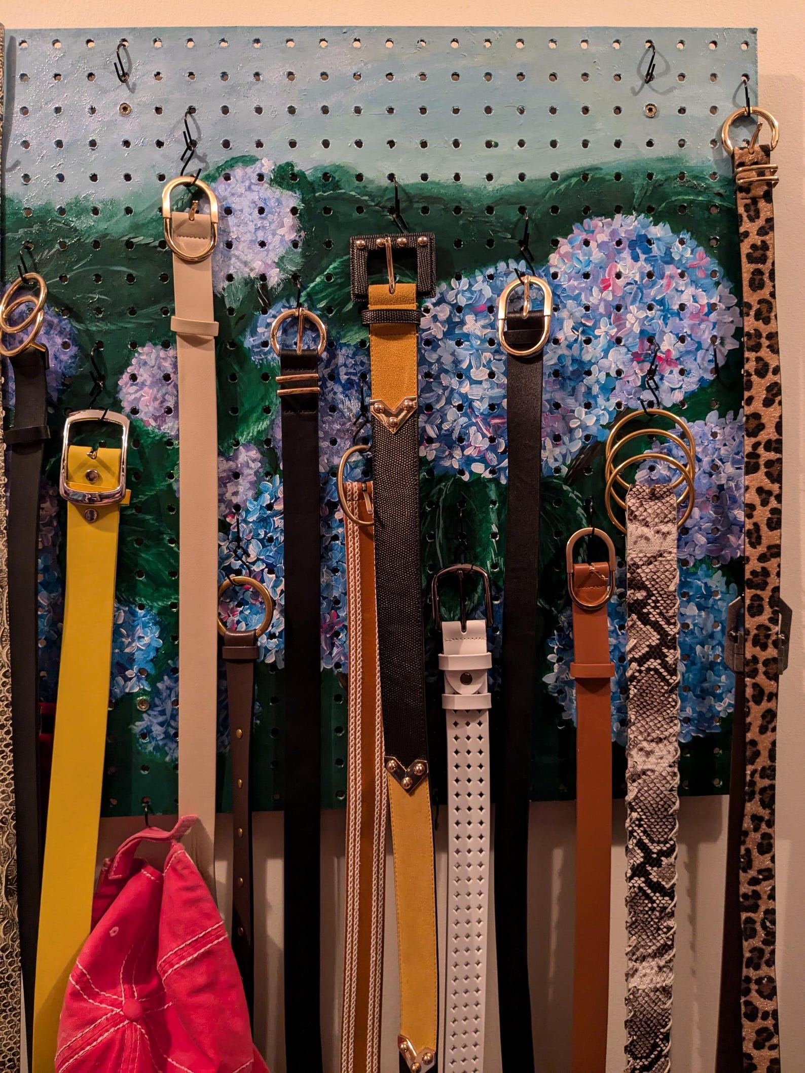 Beautiful Hand-painted Pegboard Jewelry/ Belt Organizer. Wall Mounted ...
