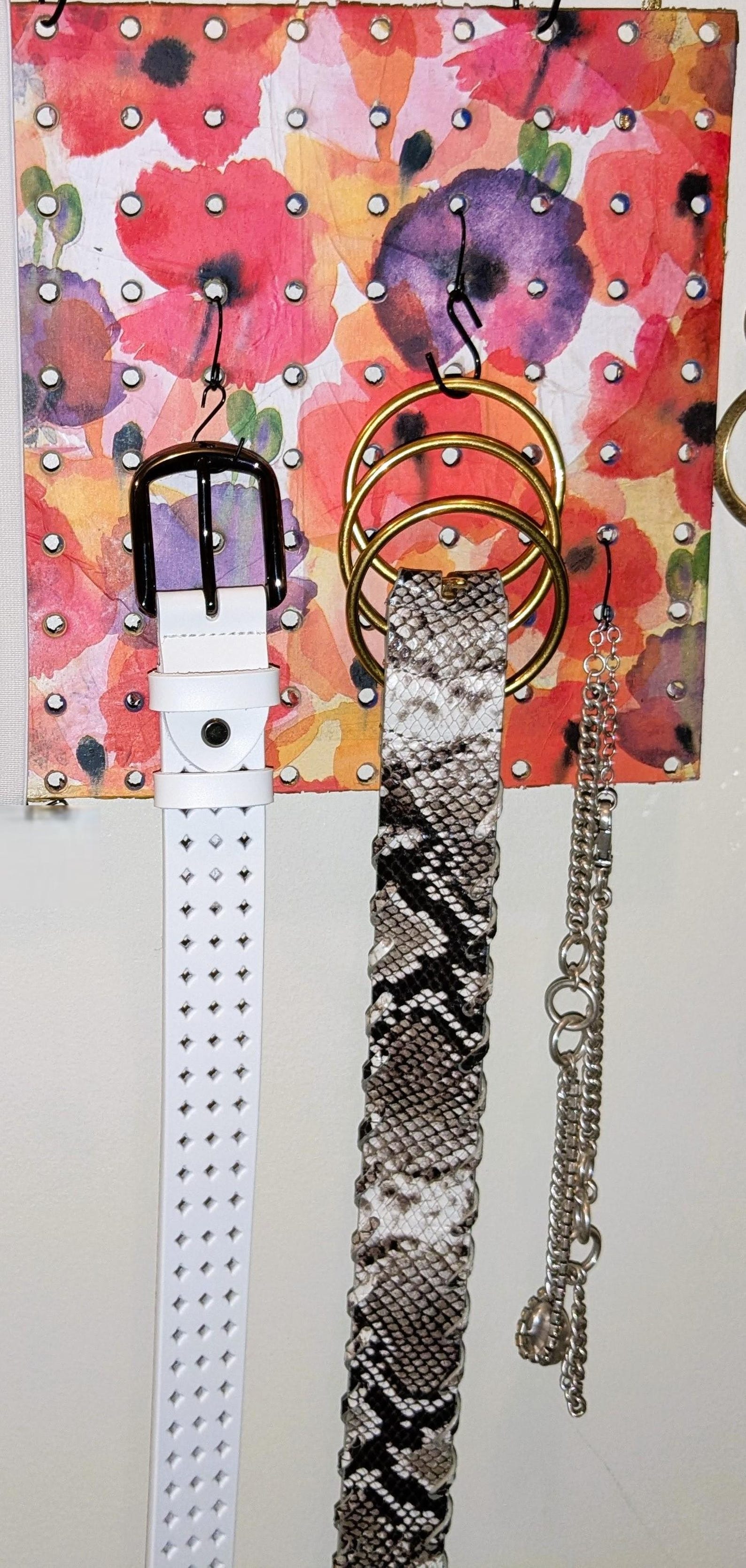 Beautiful Mod Podge Pegboard Jewelry/ Belt Organizer. Wall Mounted or ...