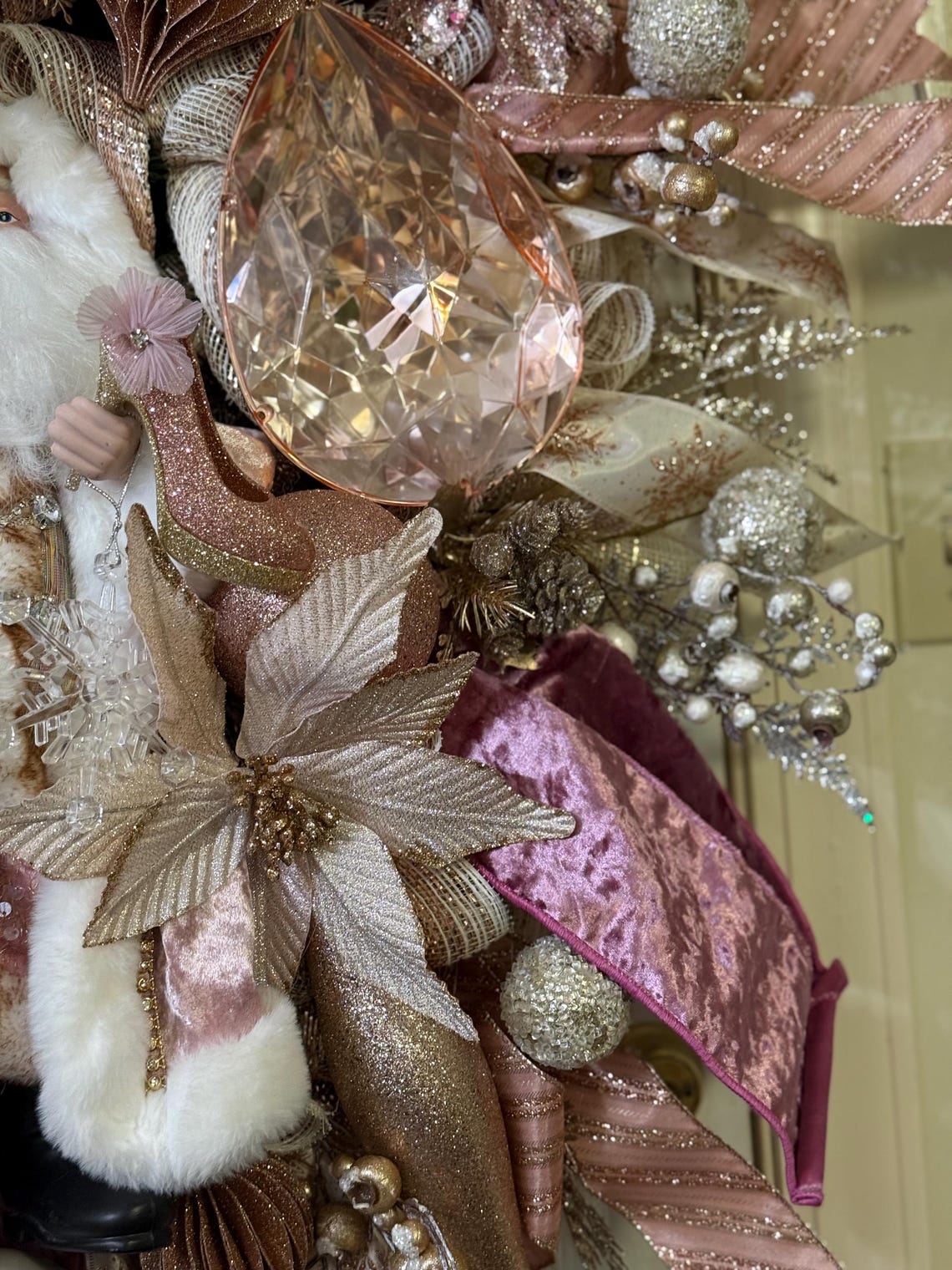 Beautiful Pink Christmas Wreaths With Santa. Wreaths by Boojay Betty - Etsy