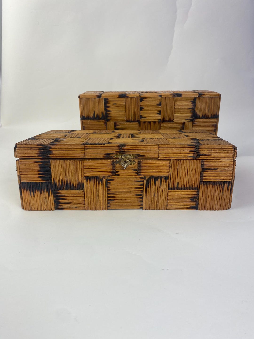 Vintage Matchstick Tramp Art Boxes (set or Single), 1950s–60s Folk Art ...
