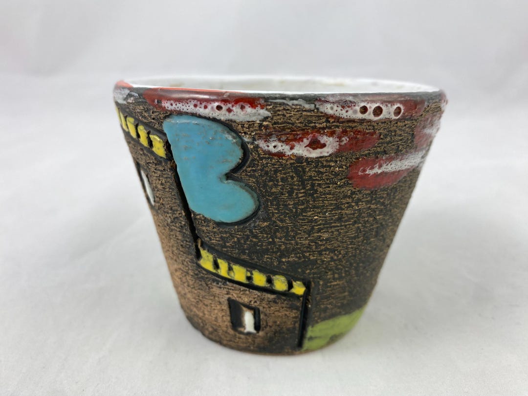 Fratelli Fanciullacci Italy Flower Pot Sgraffito Technique 1960s - Etsy