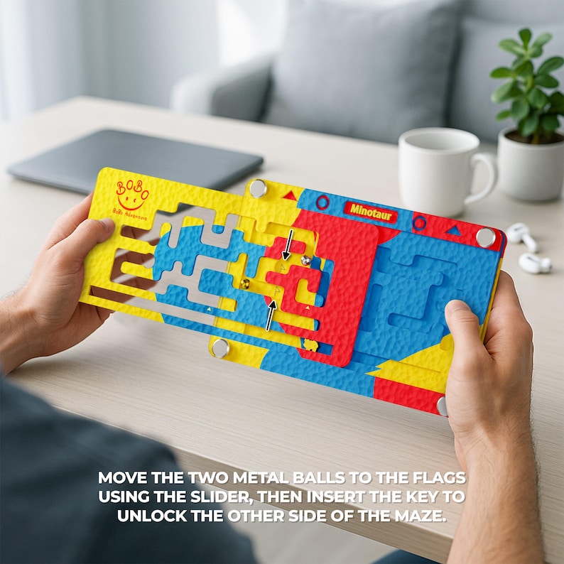 Wooden Marble Maze Puzzle for Adults, Double-sided Minotaur Labyrinth ...