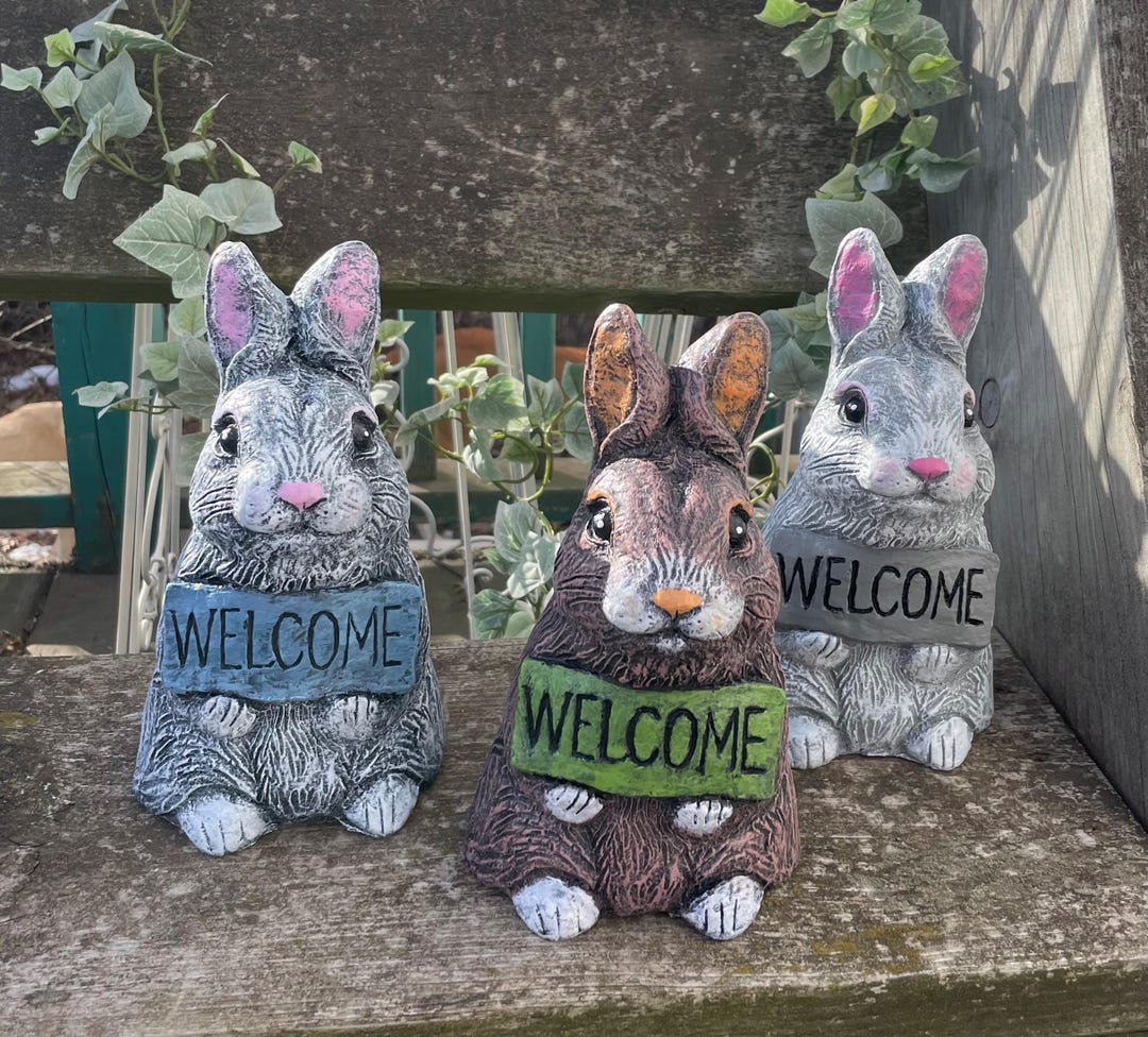 Cement Rabbit, Garden Rabbit, Concrete Rabbit, Cement Figurine, Rabbit ...