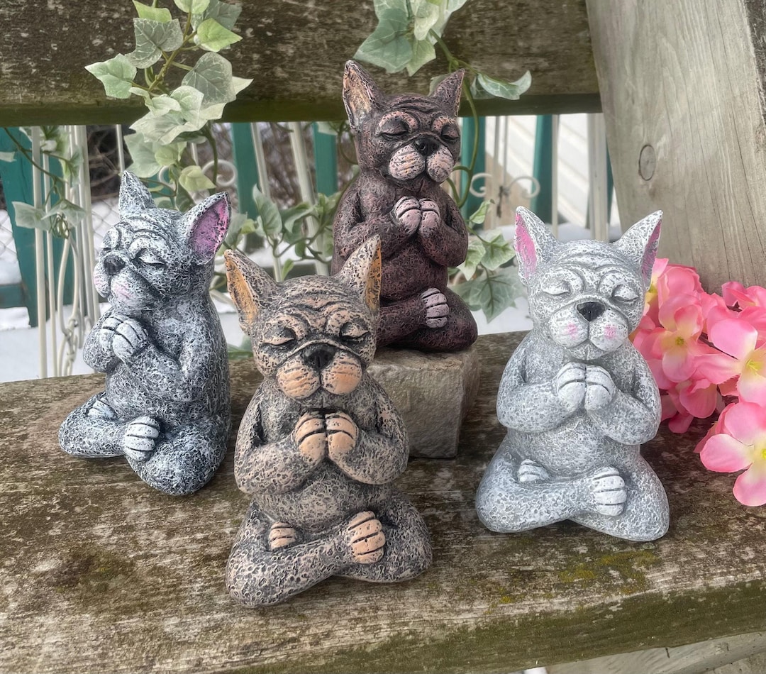 Hand-painted Cement Bulldog Statue: Zen Garden, Yoga Bulldog, Buddha ...