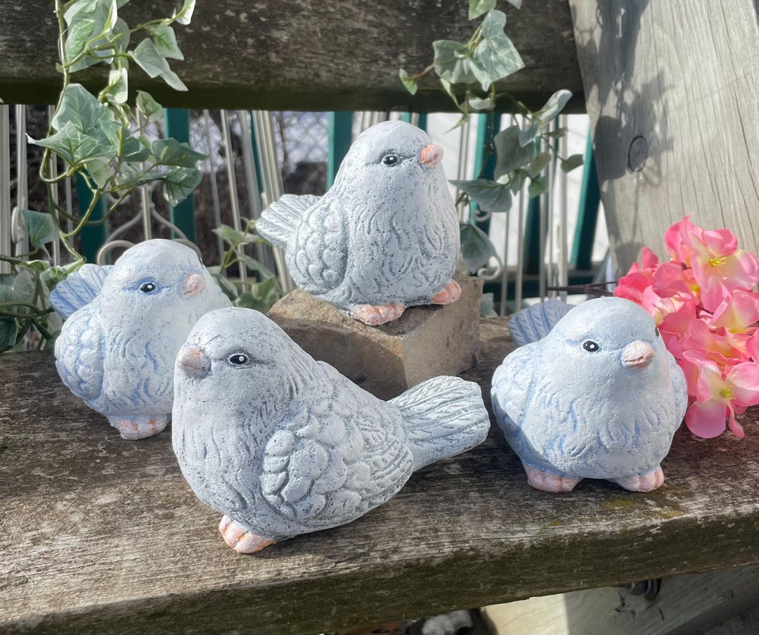 Hand-painted Cement Songbird Statue: Indoor/outdoor Garden Decor, Porch ...