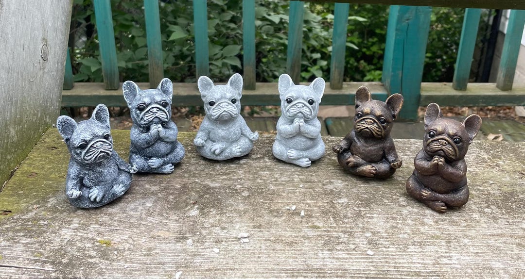 Hand-painted Cement Bulldog Figurine, Yoga Figurines, Buddha Bulldog ...