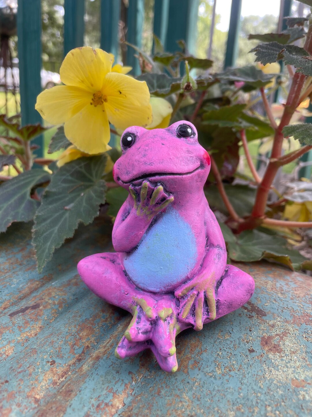 Cement Frog, Concrete Frog, Garden Statue, Cement Figurine, Small Frog ...