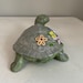 Hand-painted Cement Turtle Garden Statue: Floral Concrete Figurine ...