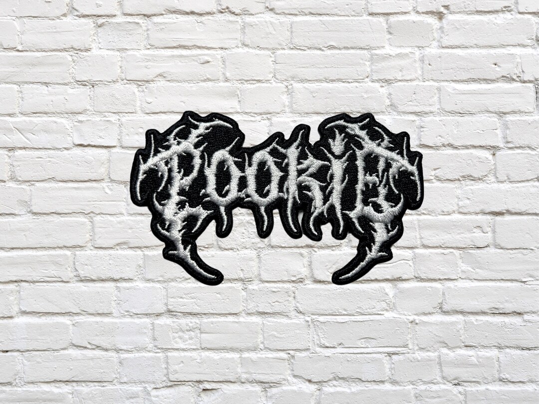 Pookie Embroidered Patch: Black & White Horrorcore Font, Iron-on Badge ...