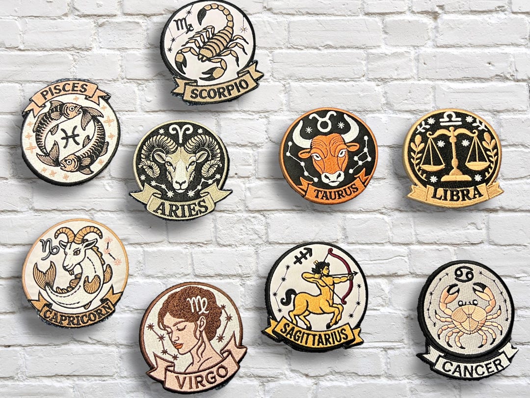 Zodiac Sign Patch – Embroidered Astrology Iron-on Badge for Every Star ...