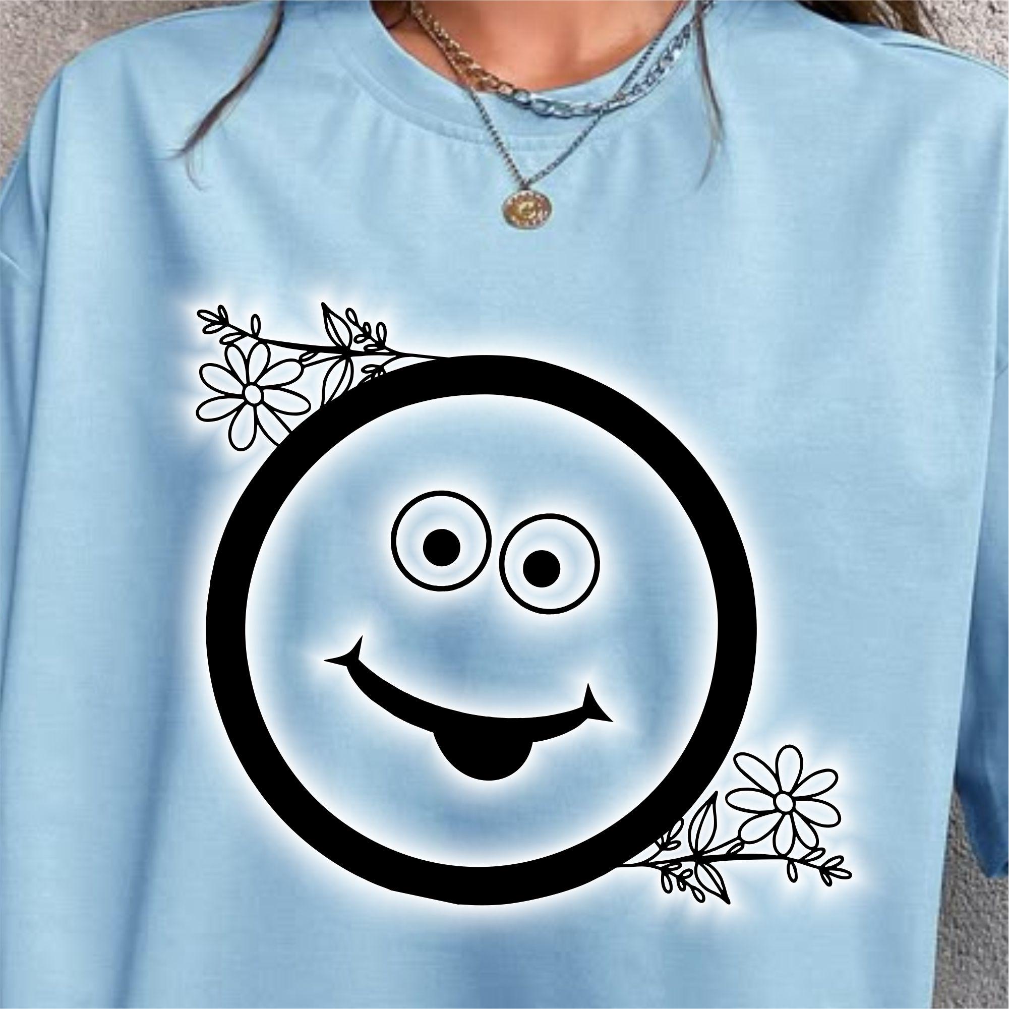 Smiley SVG, Smiley Vector Png, Floral Design Jpg, Flower Eps, Black ...