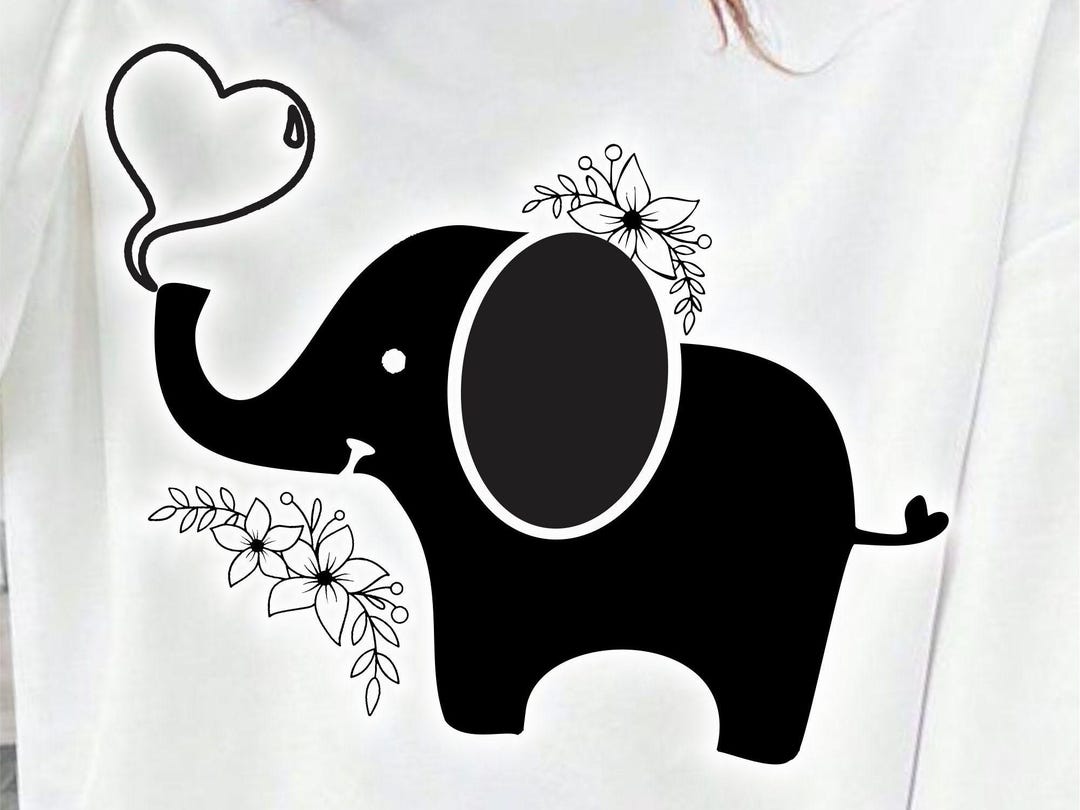Cute Elephant Svg, Elegant Elephant Png, Black & White Jpg, Animals ...