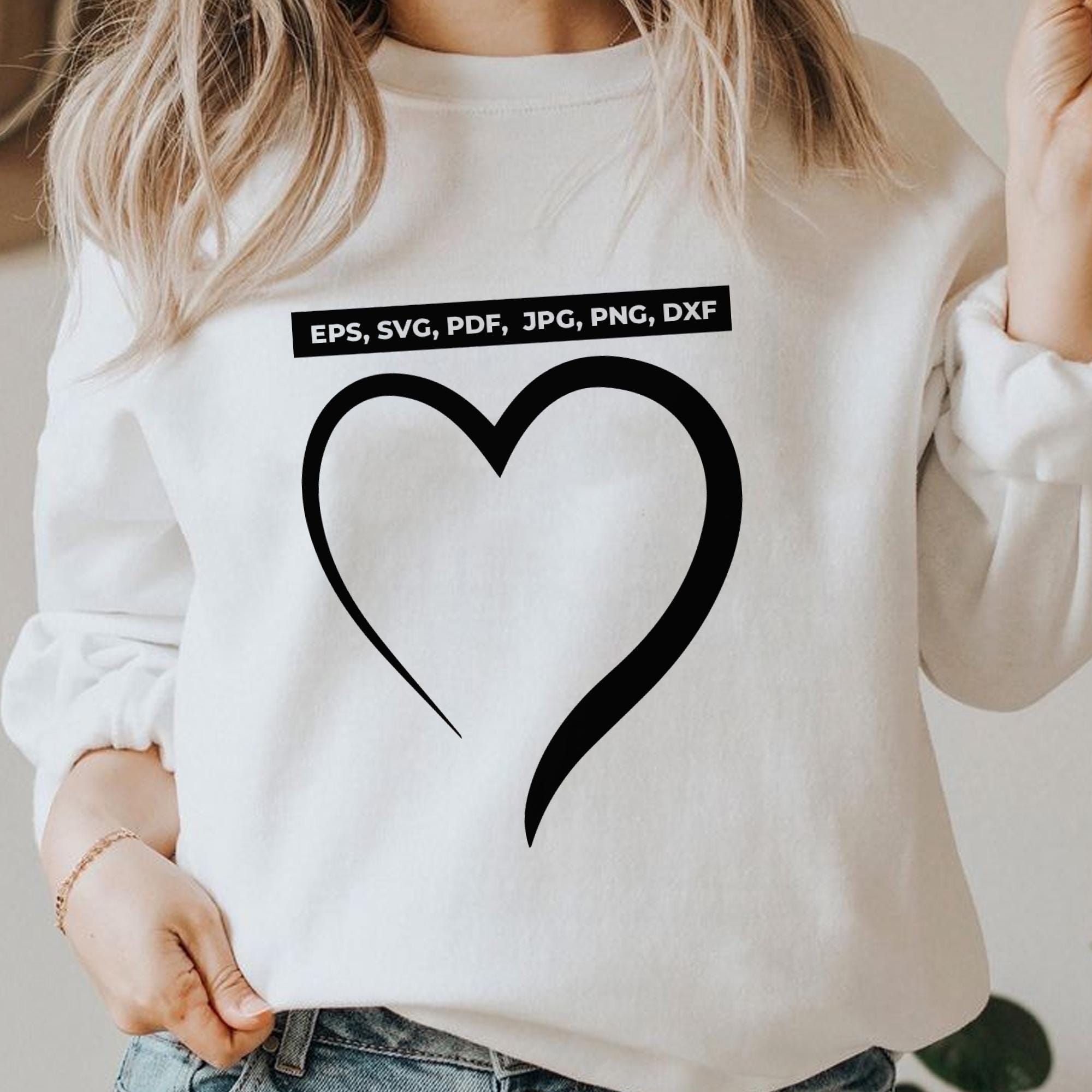 Open Heart Design Svg, Instant Downloads Png, Black & White Design Jpg ...