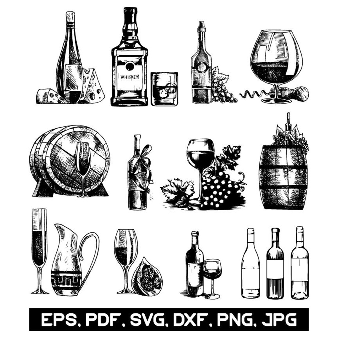 Wine Svg Bundle SVG, Vineyard Vines PNG, Wine and Cheese Jpg, Grapevine ...