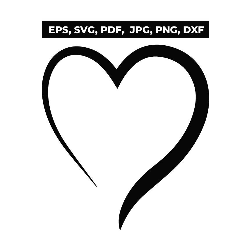 Open Heart Design Svg, Instant Downloads Png, Black & White Design Jpg ...