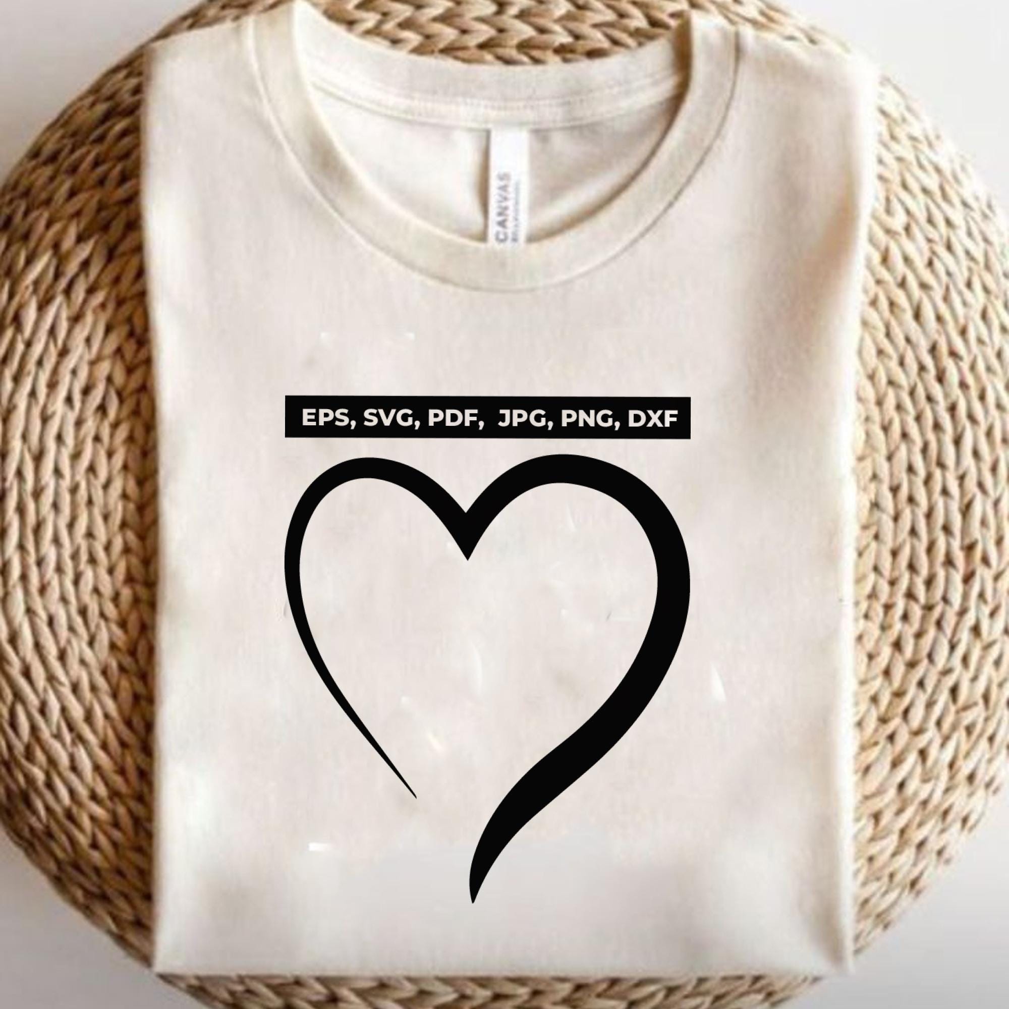 Open Heart Design Svg, Instant Downloads Png, Black & White Design Jpg ...