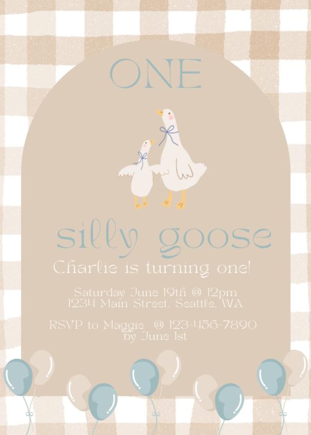 One Silly Goose Birthday Invitation - Etsy