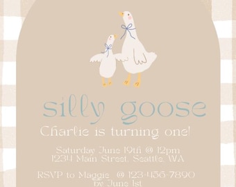 One Silly Goose Birthday Invitation Template - Etsy