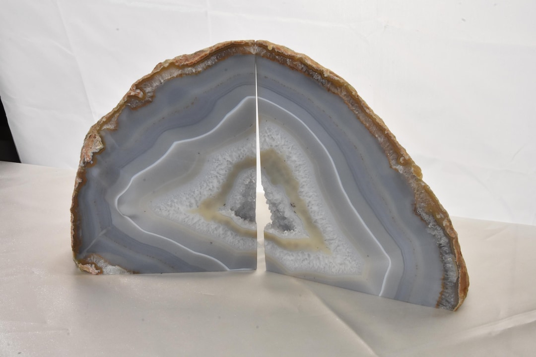 Agate Geode Center Bookends Extra Quality Natural- Not Dyed Crystal ...