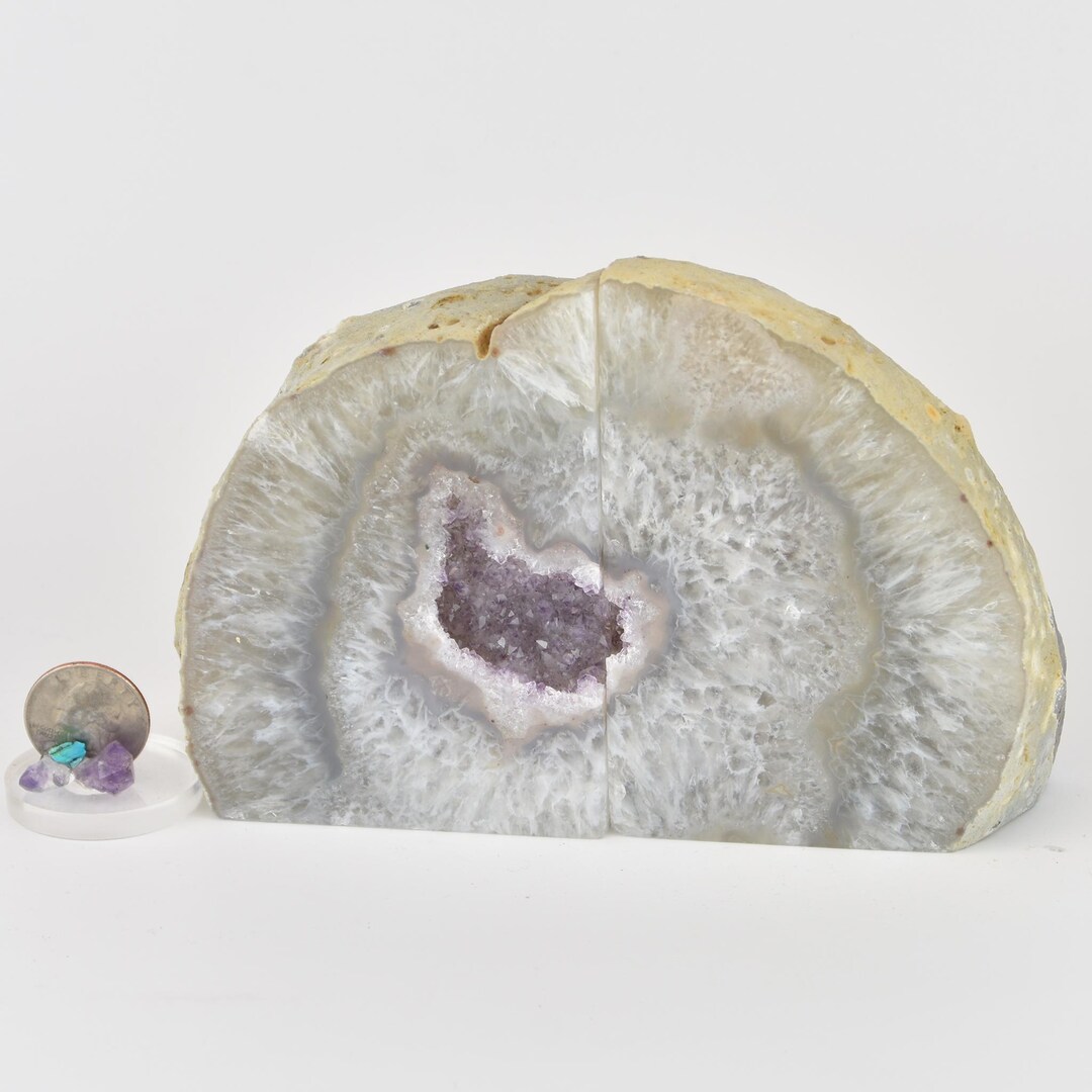 Amethyst and Quartz Geode Center Bookends, Bookends With Quartz - Etsy