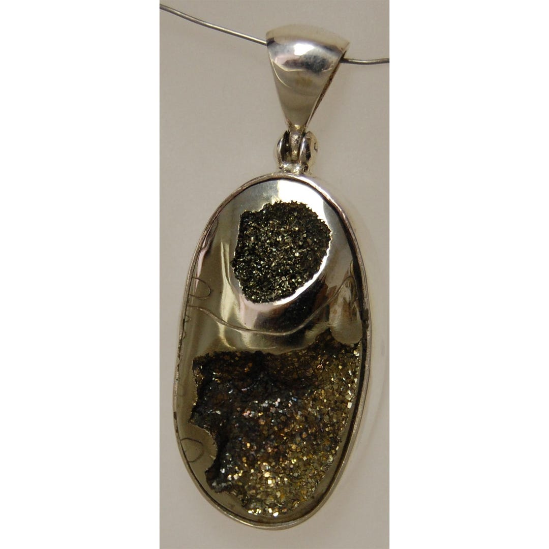 Ammonite Cross Section Sterling Silver Pendant 925 Fossil Shiny Black ...