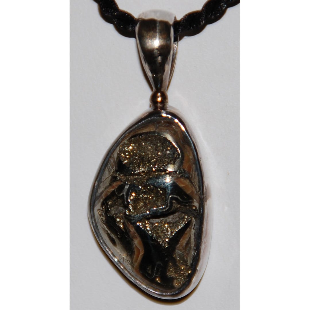 Pyritized Ammonite Pendant Fossil in Sterling Silver 925 Setting ...