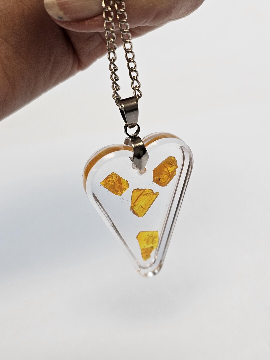 Wulfenite Crystal Pendant Heart Shape Mounted in Sterling Silver 925 ...