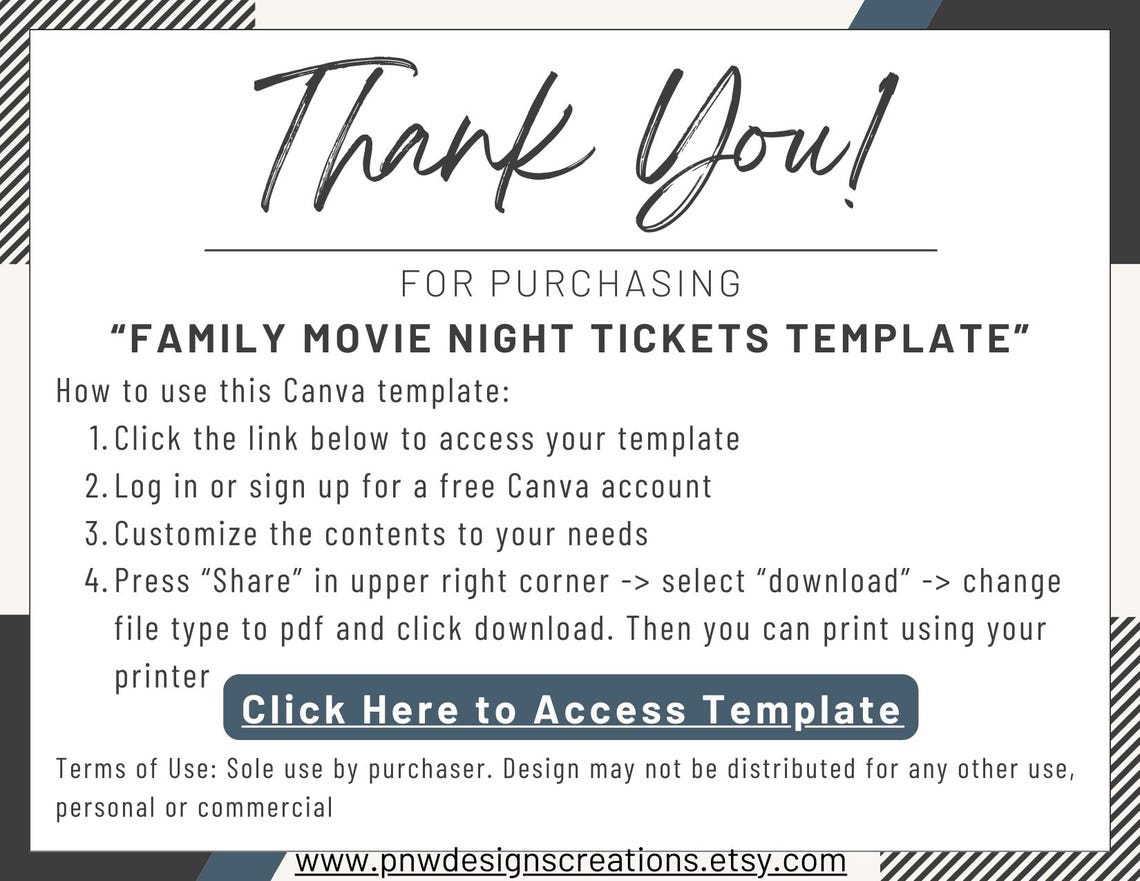 Family Movie Night Tickets - Printable, Customizable Template - Etsy