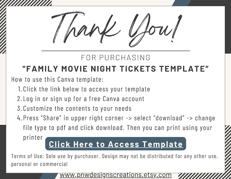 Family Movie Night Tickets - Printable, Customizable Template - Etsy
