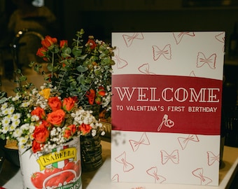 Editable Pasta Milestone Birthday Party Signage Minimal Pasta One 1st ...