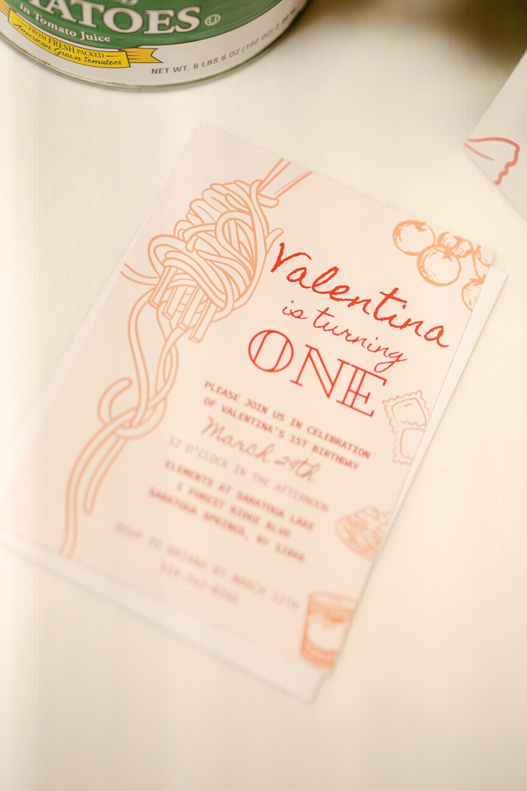 Editable Pasta Birthday Party Invitation Minimal Pasta One 1st Birthday ...