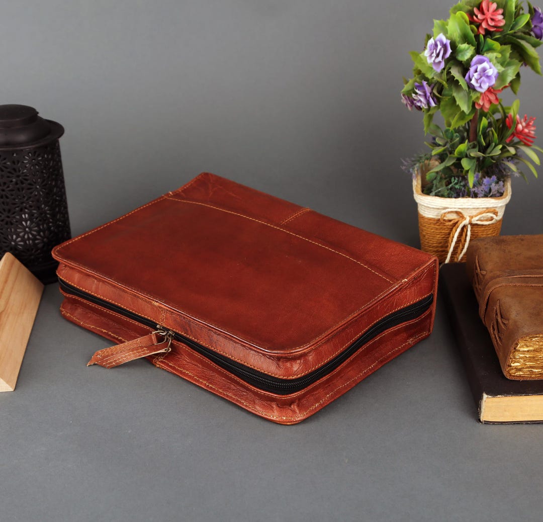 Leather Bible Cover Book Cover Planner Cover With Handle and Back ...