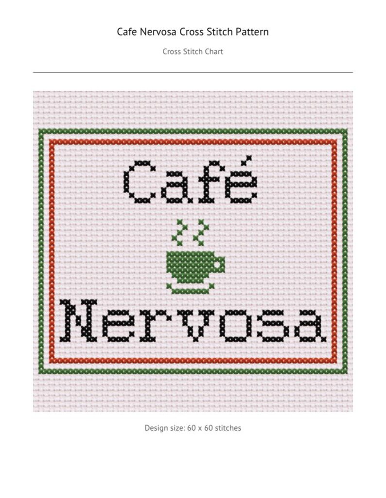 Frasier Café Nervosa Cross Stitch Pattern - Etsy