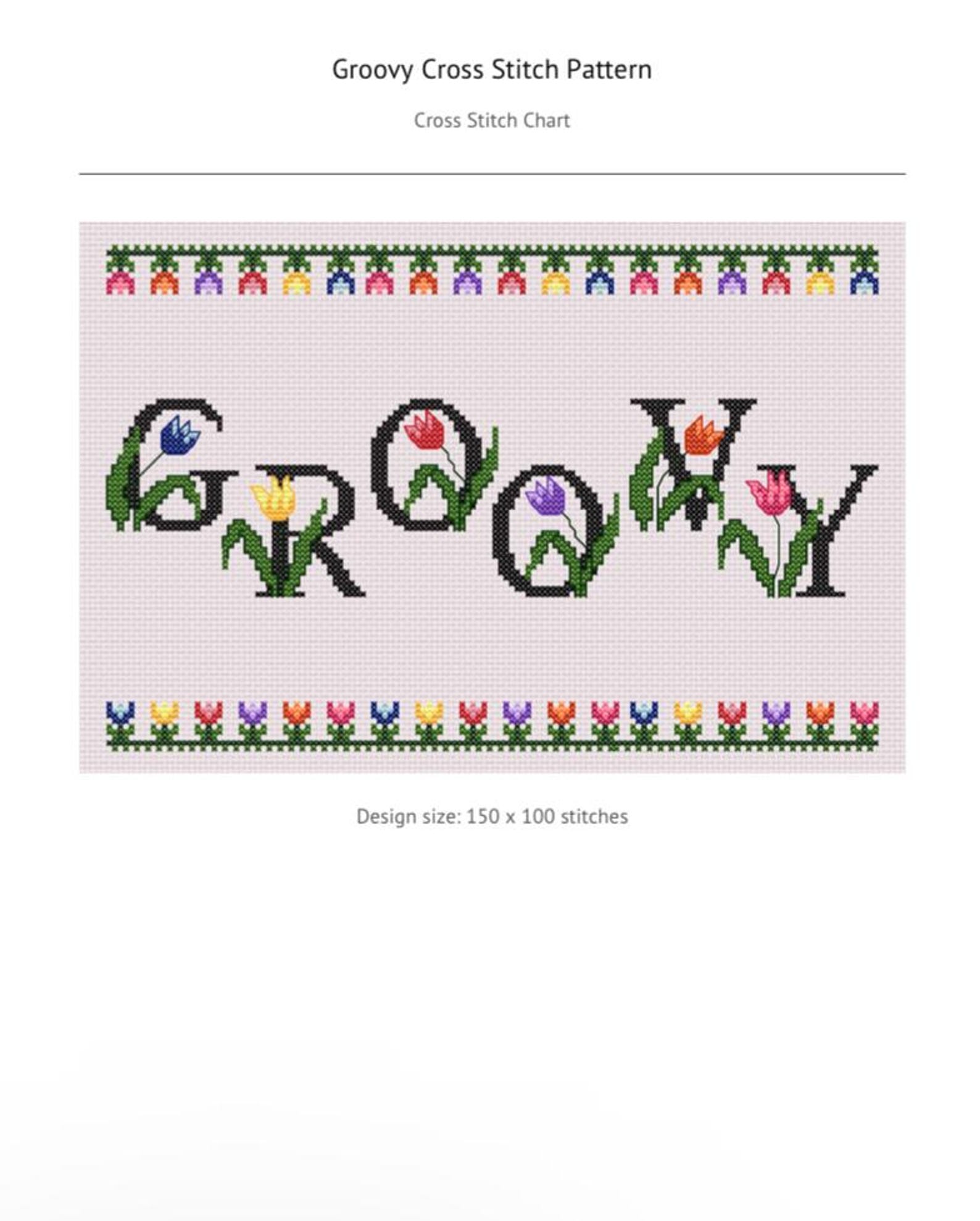Floral "groovy" Cross Stitch Pattern - Etsy
