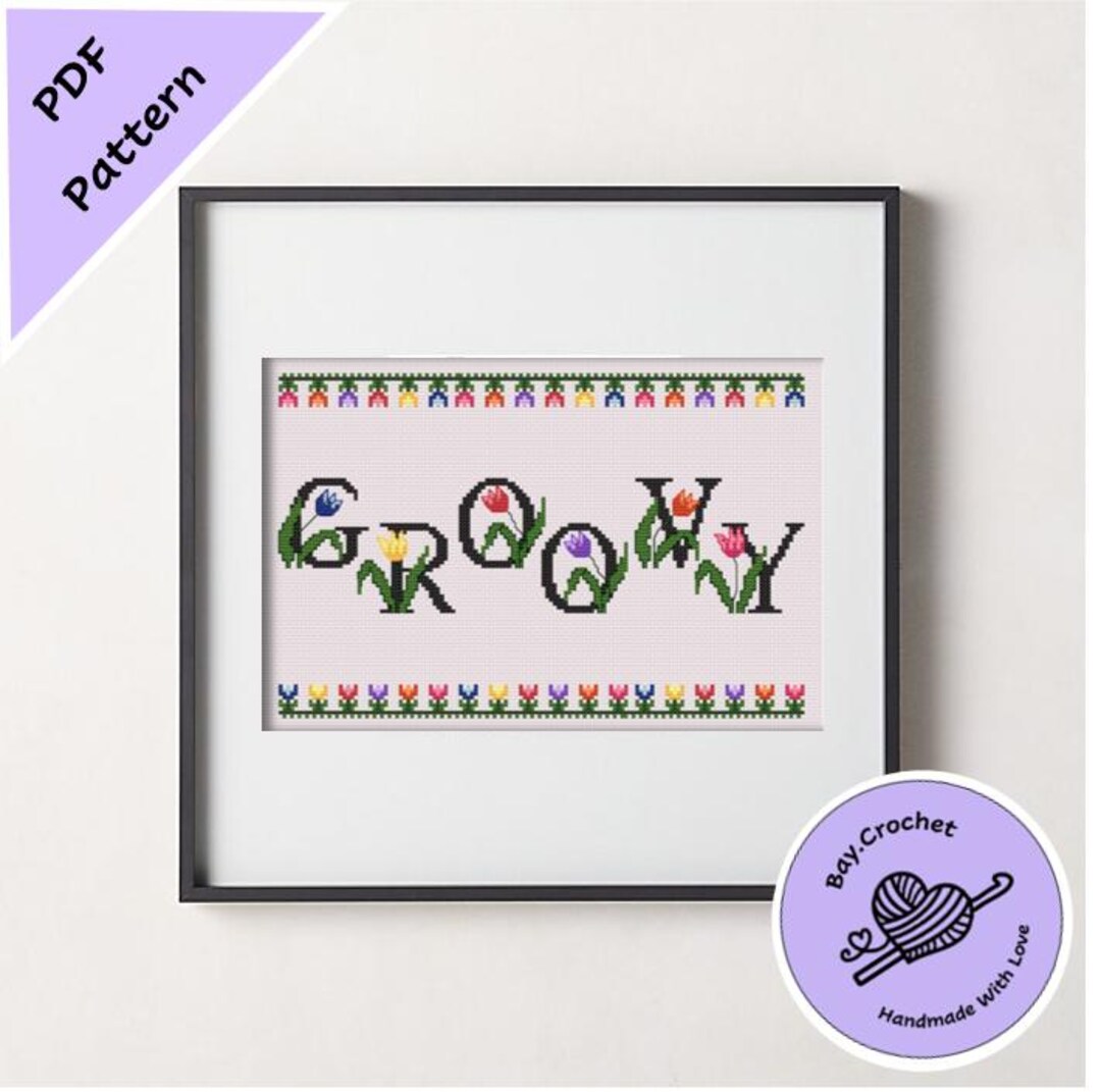 Floral "groovy" Cross Stitch Pattern - Etsy
