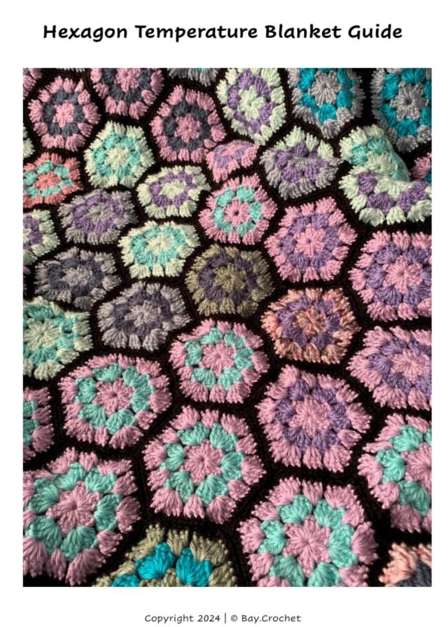 Crochet Temperature Blanket Guide and Hexagon Pattern - Etsy